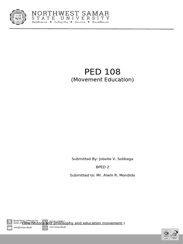 Ped 108 | PDF | Physical Education | Cognition