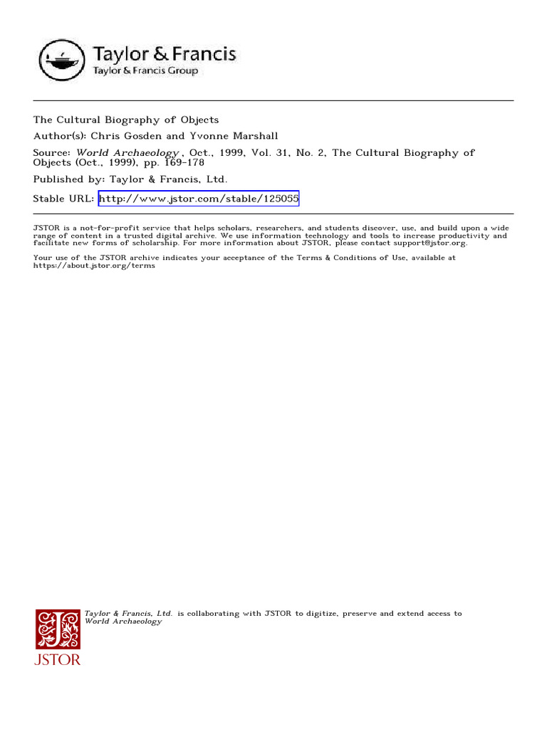 The Cultural Biography of Objects | PDF