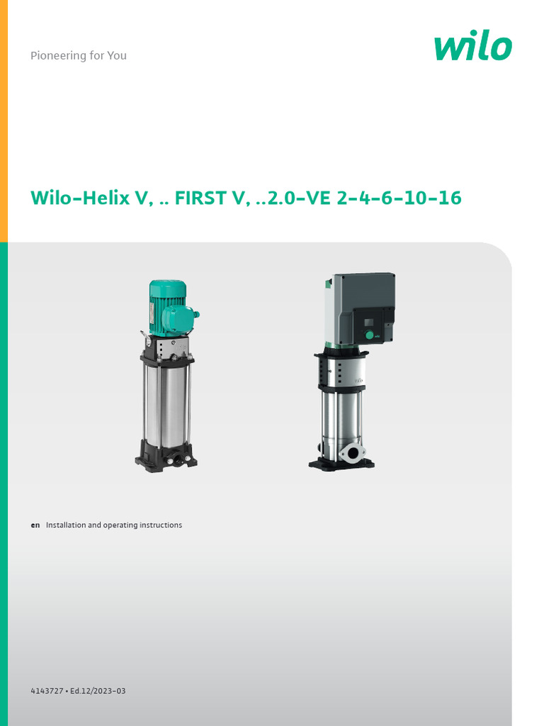 Wilo Helix V Installation Guide | PDF | Pump | Safety