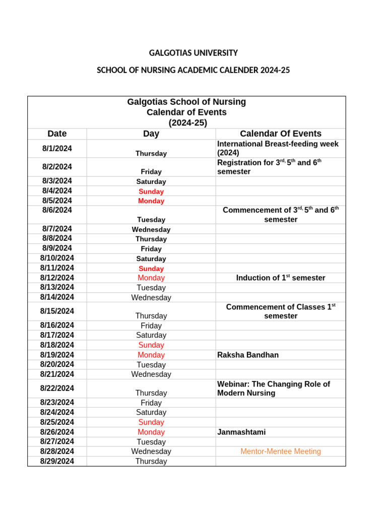 Academic Calender 24-25 | PDF | Academic Term | Higher Education