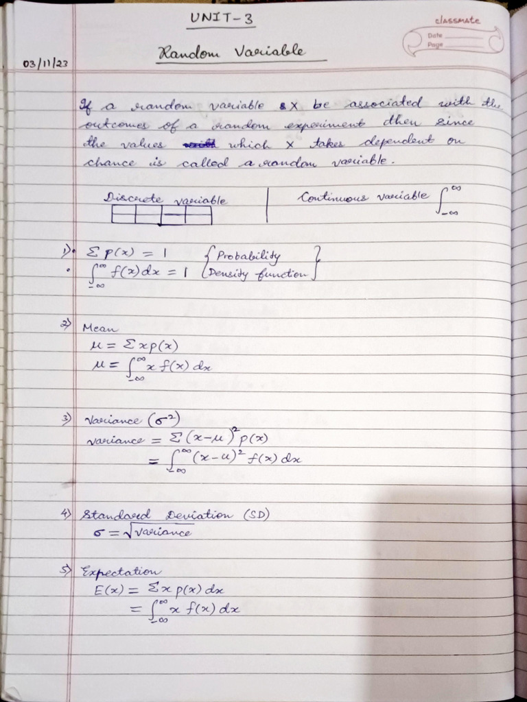 Maths M3 Unit3 Notes | PDF