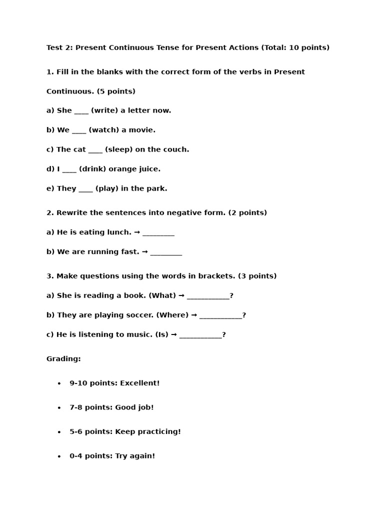 Present Simple Tense - Test | PDF