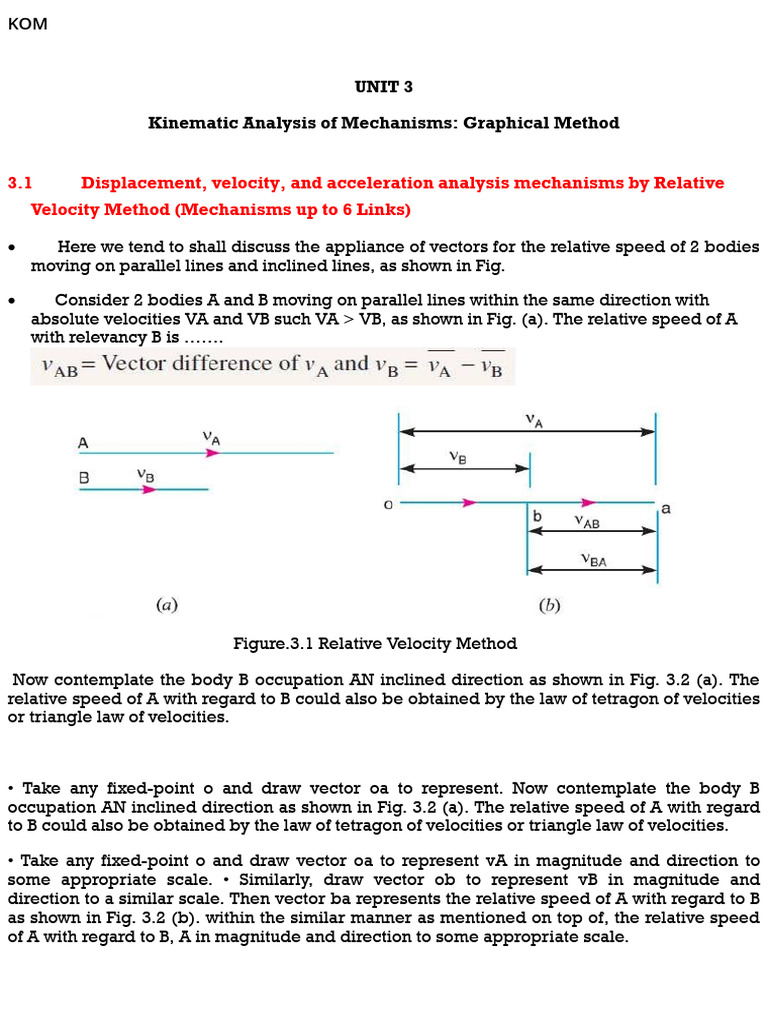 Unit 3 Kinematic Analysis of Mechanisms Graphical Method 3 | PDF ...