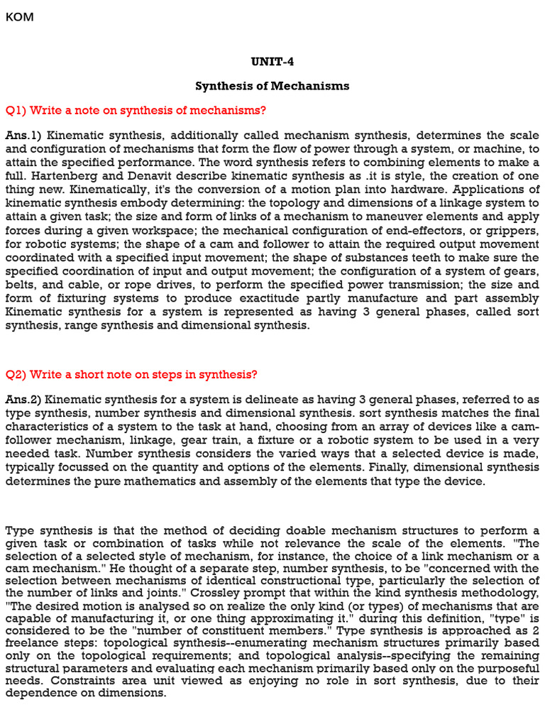 Kinematic Synthesis of Mechanisms | PDF | Mechanics | Mechanical ...