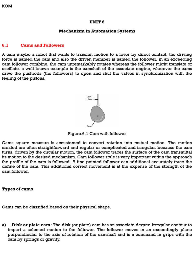 Unit 6 Mechanism in Automation Systems 2 | PDF | Acceleration | Mechanical Engineering