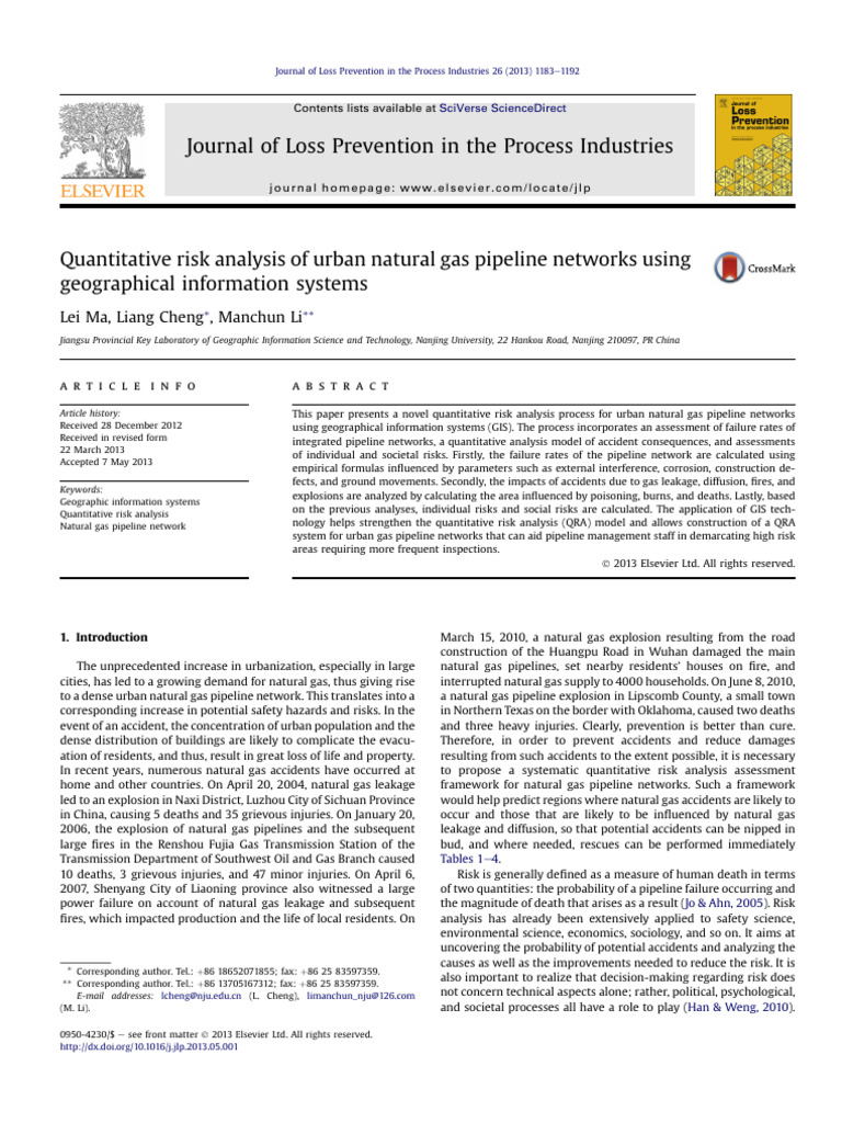 Urban Gas Pipeline Risk Analysis Using GIS | PDF | Risk | Natural Gas