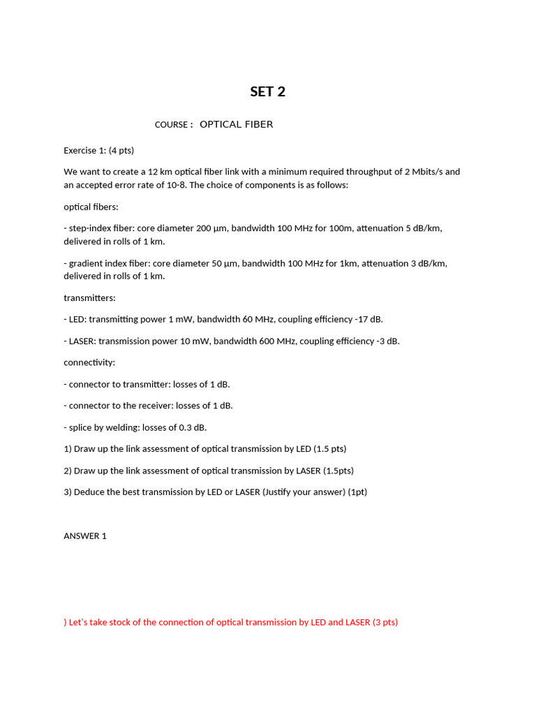 examOPTICAL FIBER | PDF | Optical Fiber | Electromagnetic Spectrum