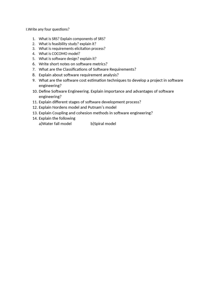 Key Questions on Software Engineering Concepts | PDF