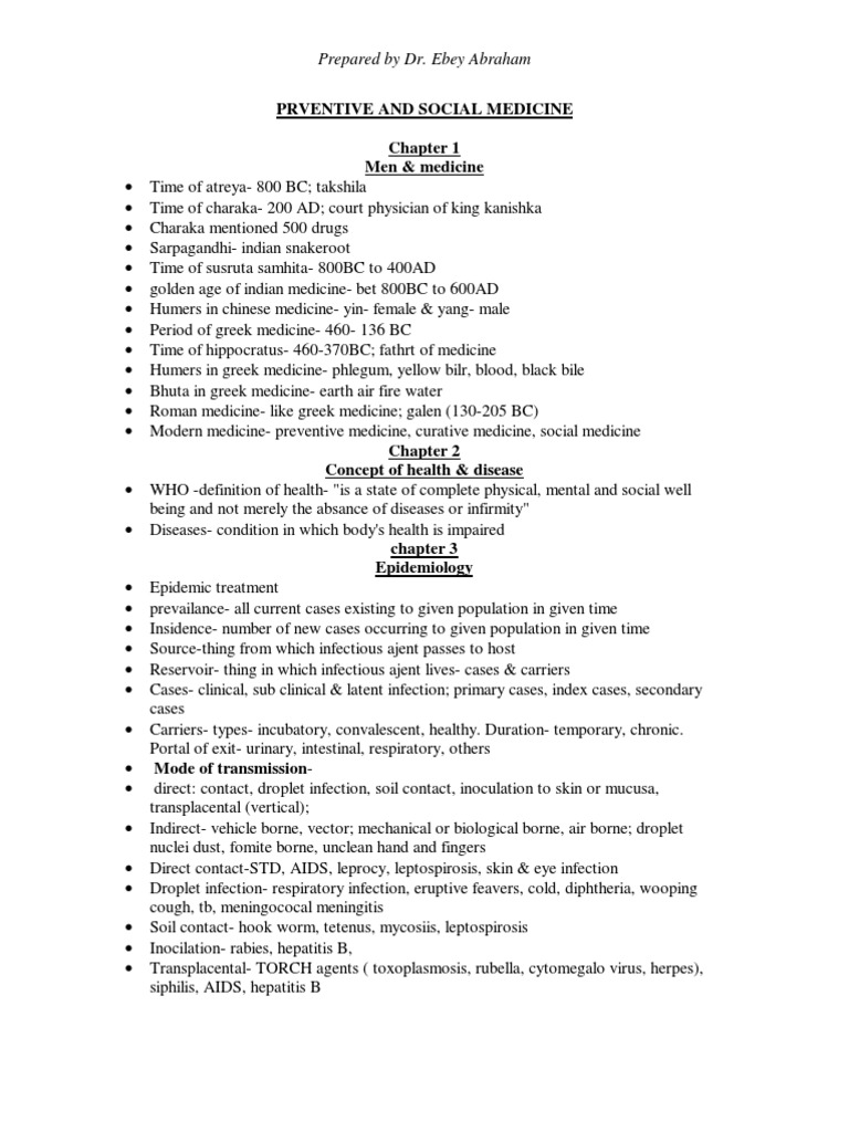 Preventive and Social Medicine | PDF | Transmission (Medicine) | Infection