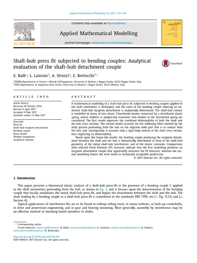 Shaft-Hub Press Fit Subjected To Bending Couples | PDF | Bending ...