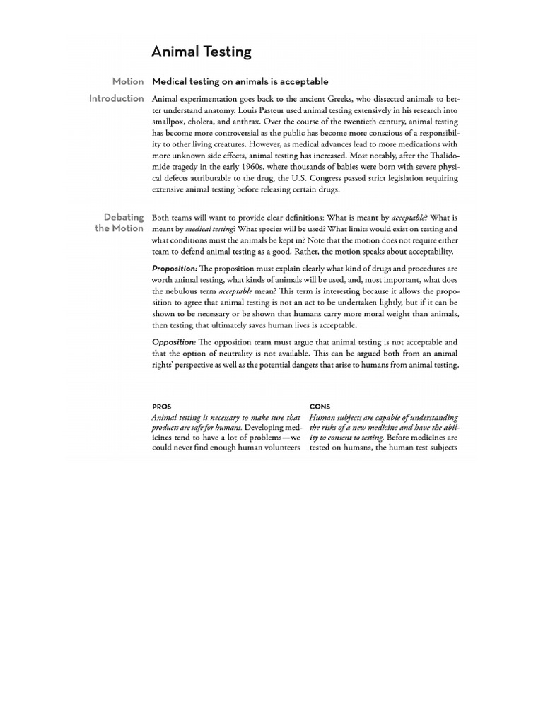 Debate_Animal Testing | PDF