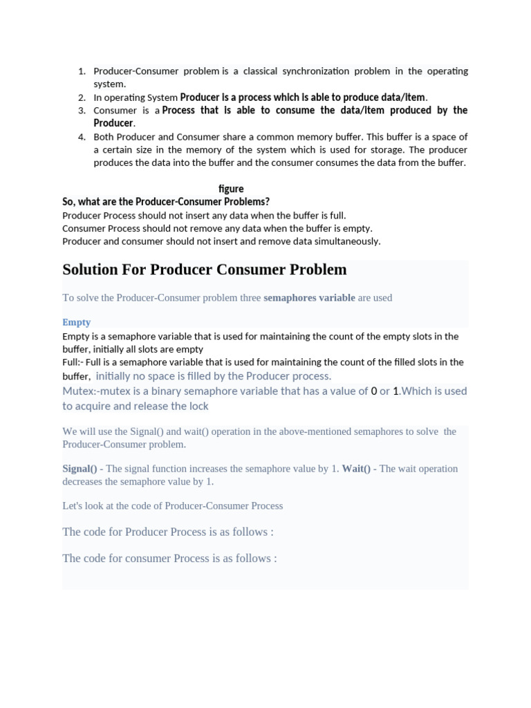 Producer-Consumer Problem in OS | PDF