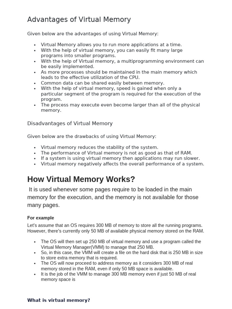 Advantages of Virtual Memory | PDF | Computer Data Storage | Random Access Memory