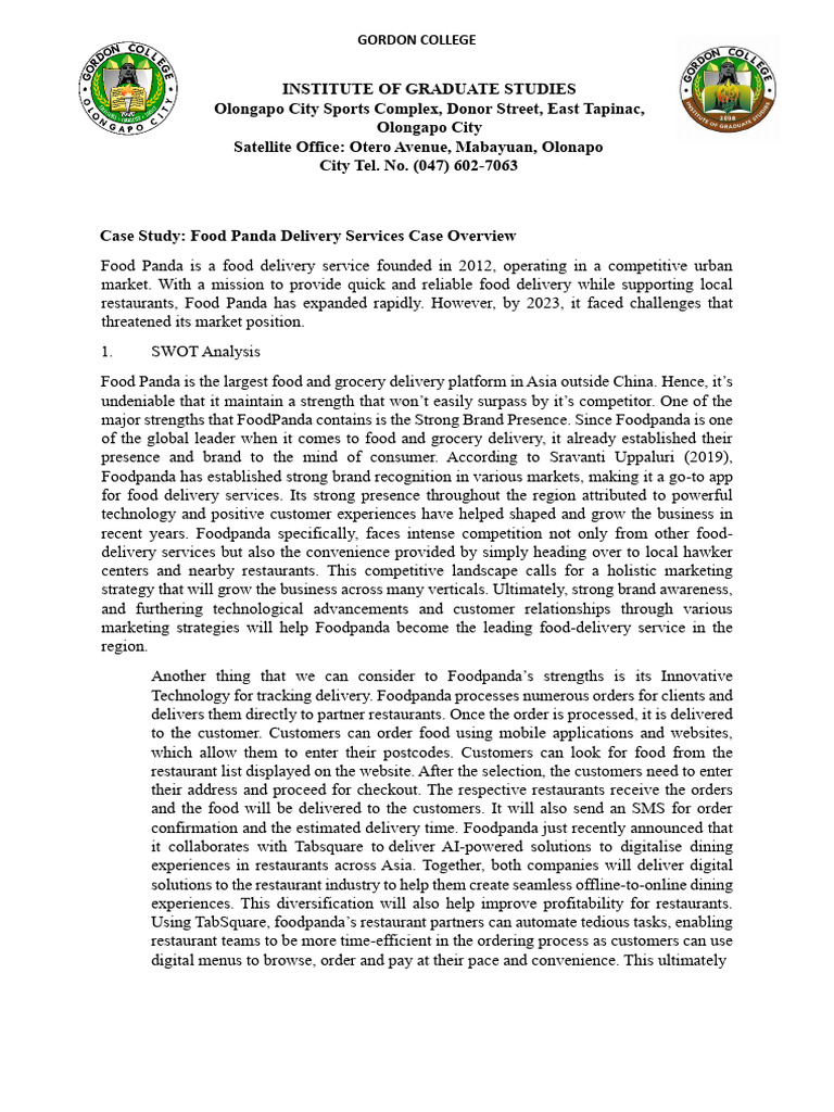 Food Panda SWOT & Strategy Analysis | PDF | Customer Satisfaction ...