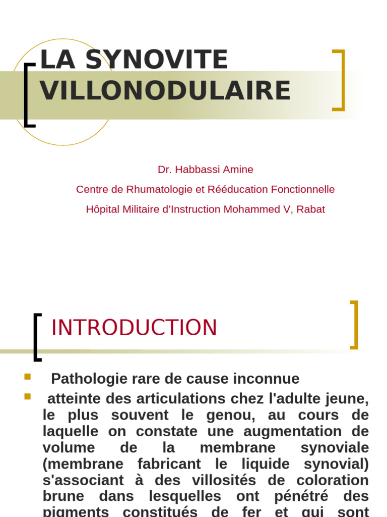 La Synovite Villonodulaire | PDF | Genou | Articulation (anatomie)