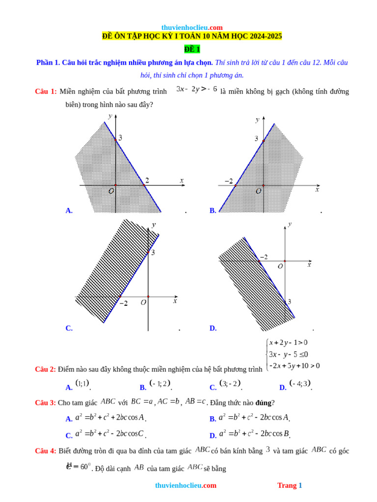 thuvienhoclieu.com-De-on-tap-HK1-Toan-10-Canh-dieu-De-1 (1) | PDF