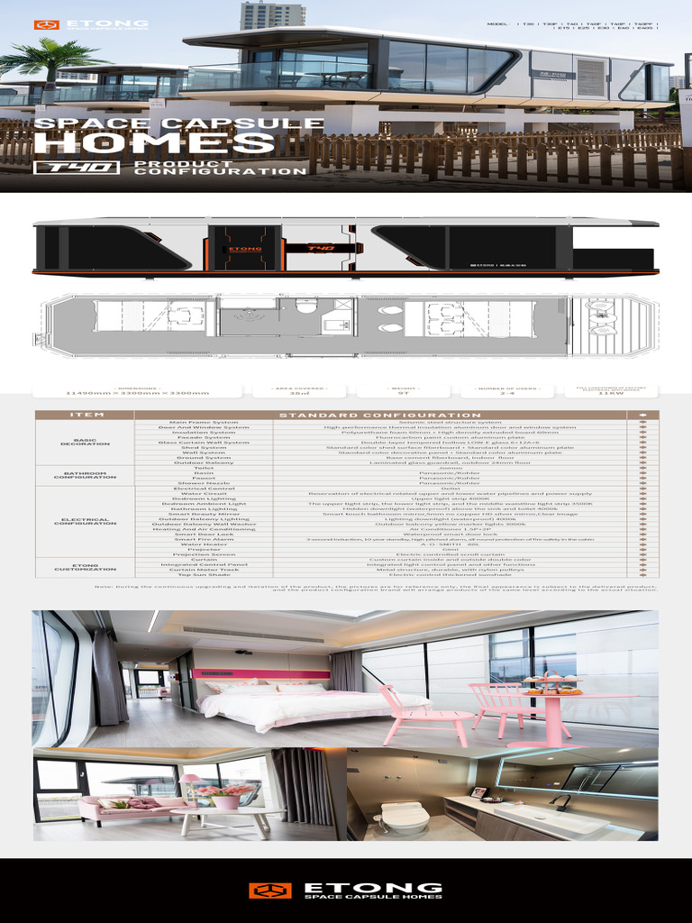 - t40-20240426-Product Configuration - Etong Space Capsule Homes | PDF