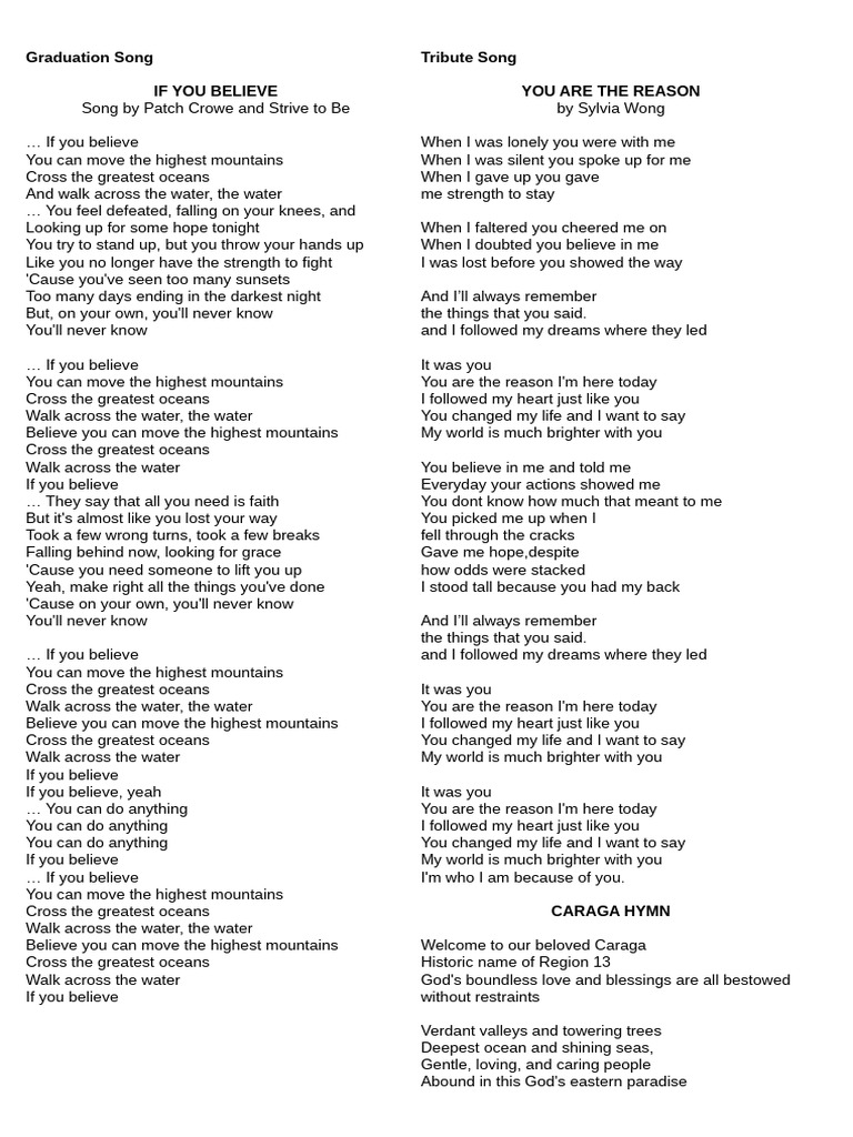 Graduation Songs and Hymns Collection | PDF