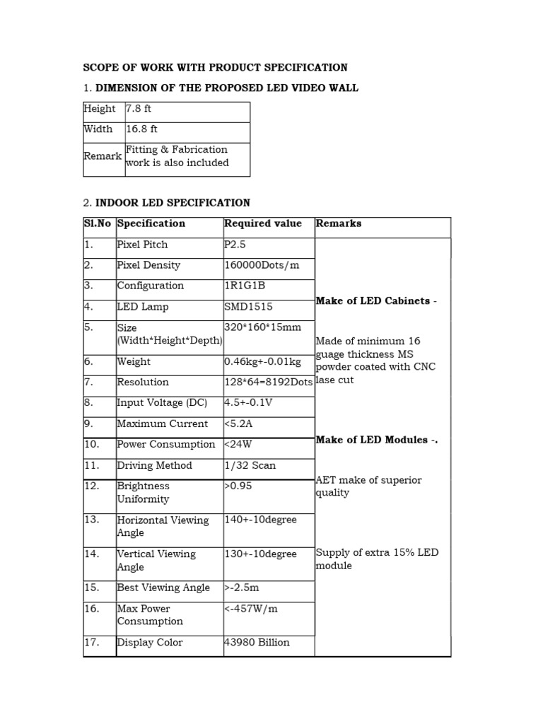 Detailed Specifications | PDF | Electrical Engineering | Electronics