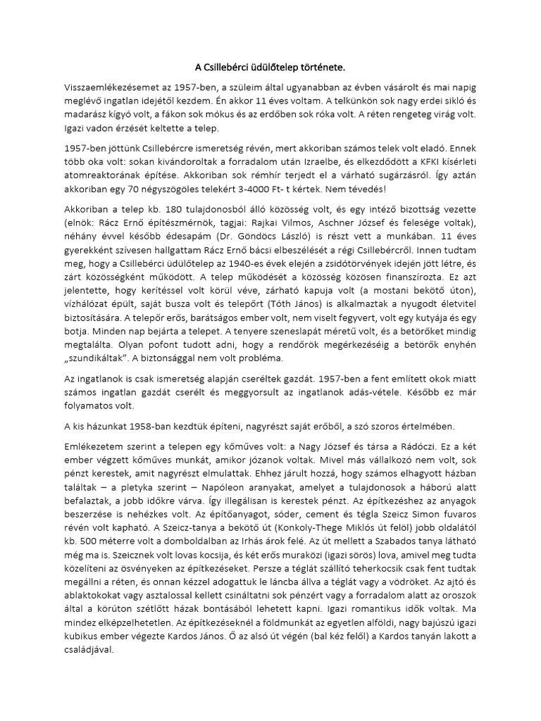 Csilleberc Ahogy en Emlekszem Dr. Gondocs Balazs | PDF
