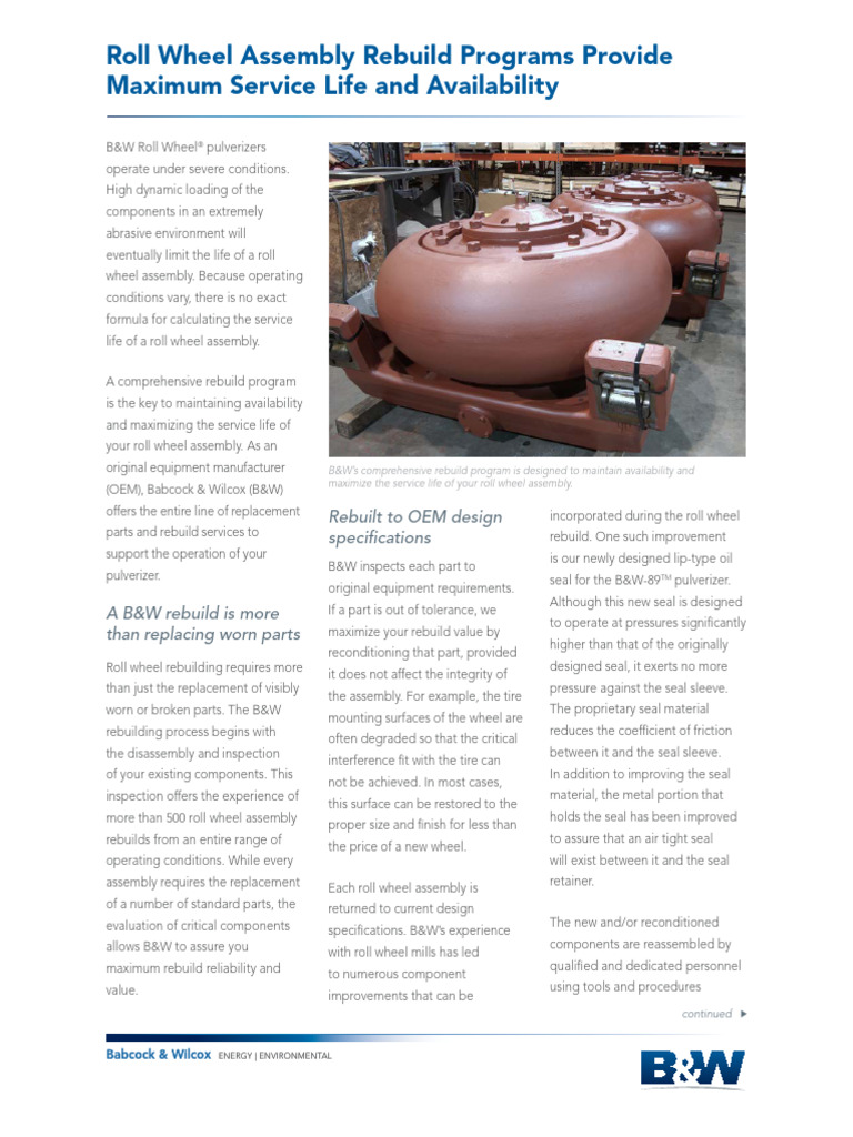 PS 344 Roll Wheel Rebuilds Babcock Wilcox | PDF | Tire | Mechanical Engineering