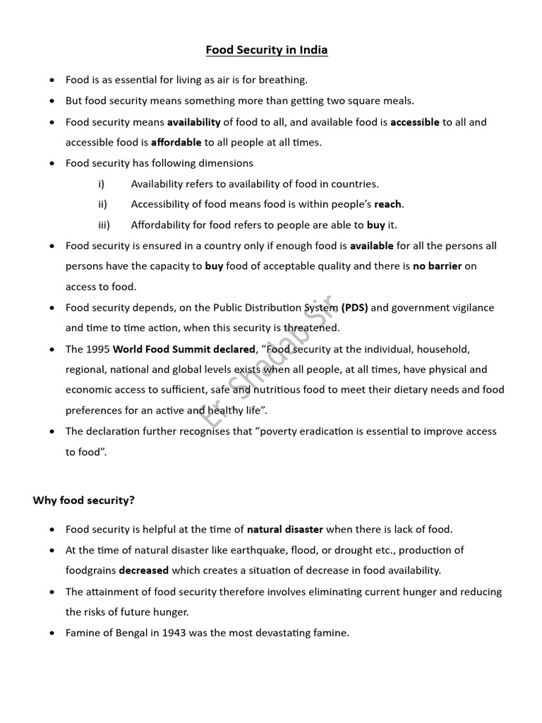 Economics Chapter 4 Class 9 | PDF | Food Security | Famine