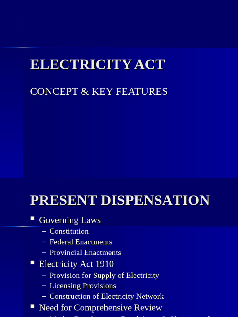 Overview of the Electricity Act Features | PDF