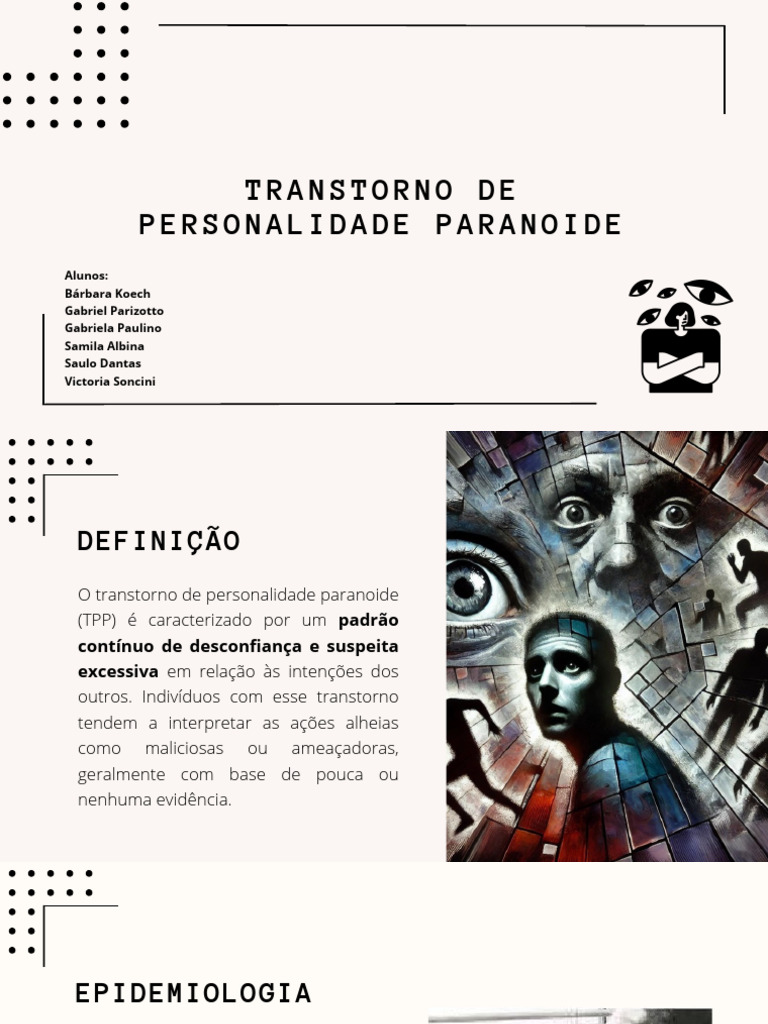 Transtorno de Personalidade Paranoide | PDF | Psiquiatria | Distúrbio ...