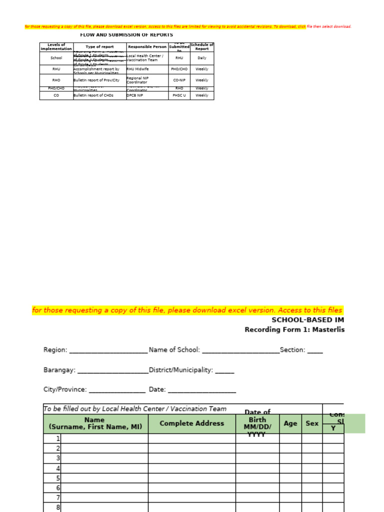 Annexes-B-F - SBI-Recording - Reporting-Forms 2 (Franc) | PDF | Medical ...
