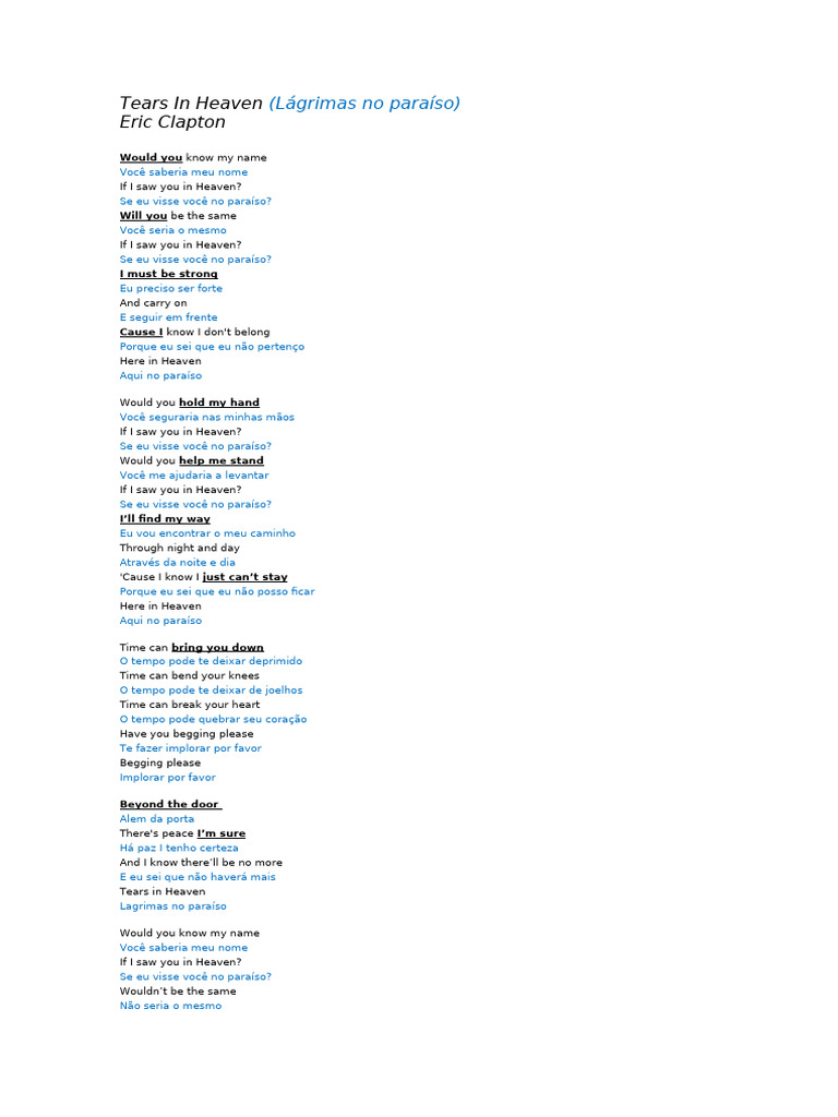 Análise da Letra de "Tears In Heaven" | PDF