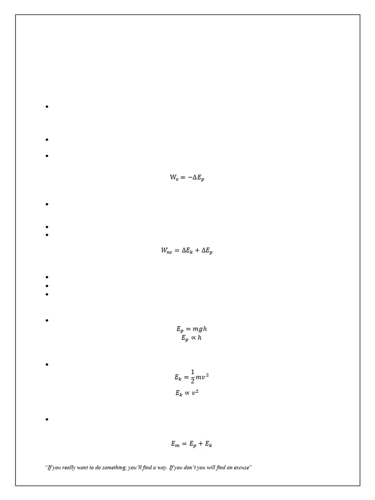 Work, Energy and Power (Revision) - 094150 | PDF | Force | Friction