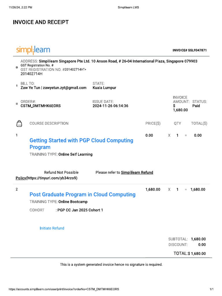cloud computing invoice | PDF