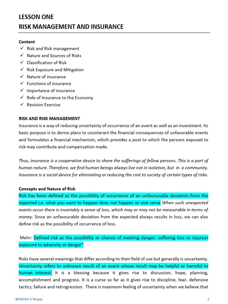 Tpc1 | PDF | Insurance | Risk