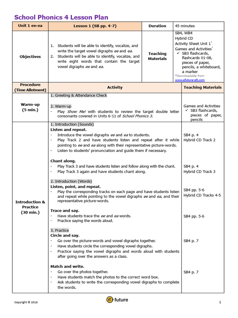 SchoolPhonics 4 DailyLessonPlans | PDF | Phonics | Reading Comprehension
