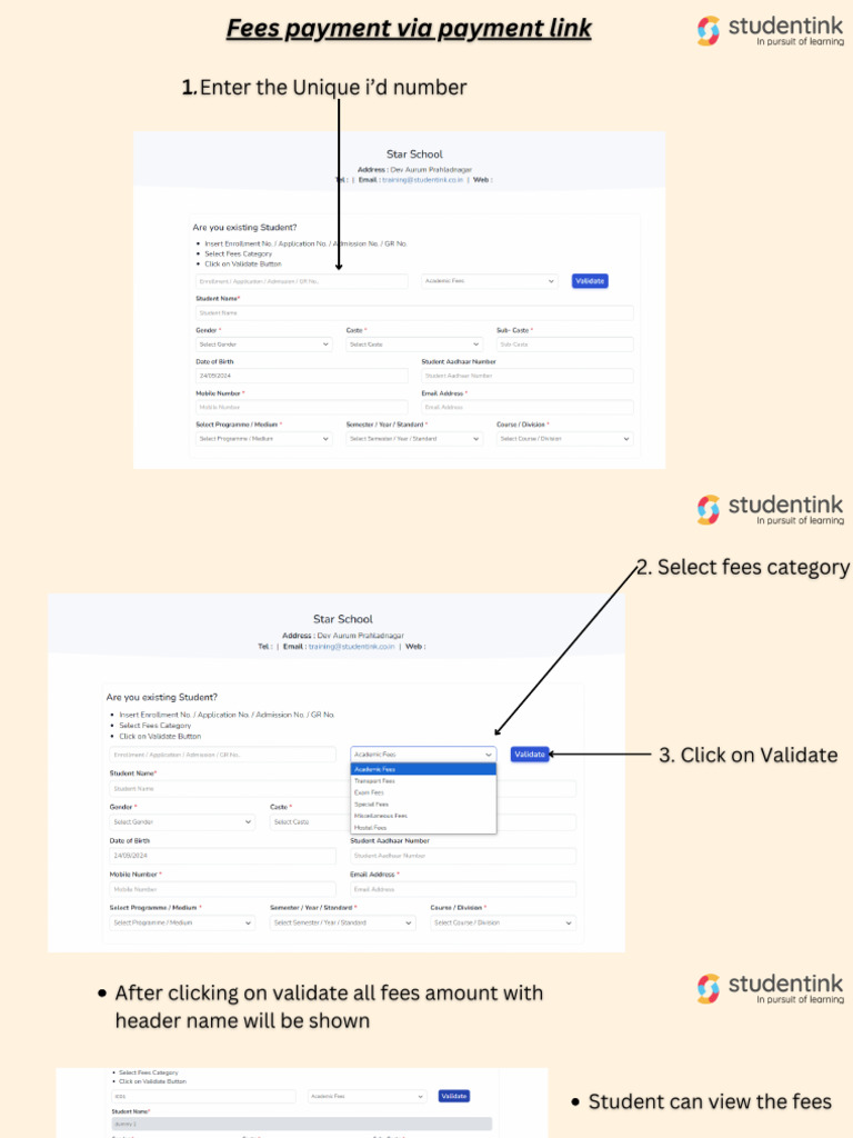 Fees Payment Via Payment Link | PDF