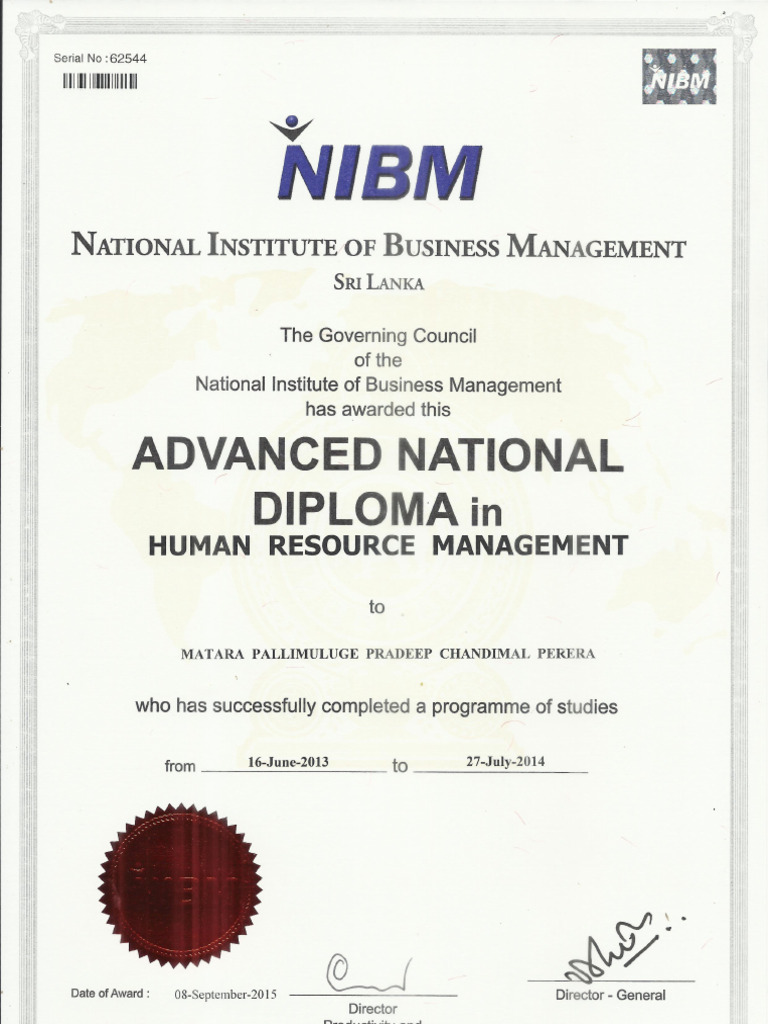 101335 NIBM Certificate | PDF