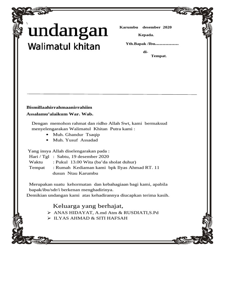Undangan Tahlilan | PDF