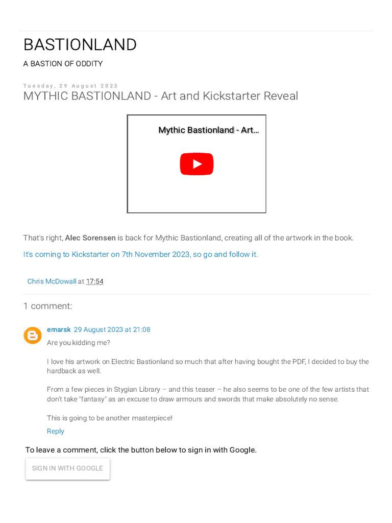 Mythic Bastionland Art & Kickstarter | PDF