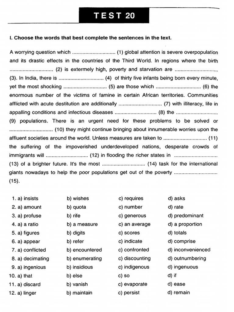 Test 20 - Vocab - Structure | PDF