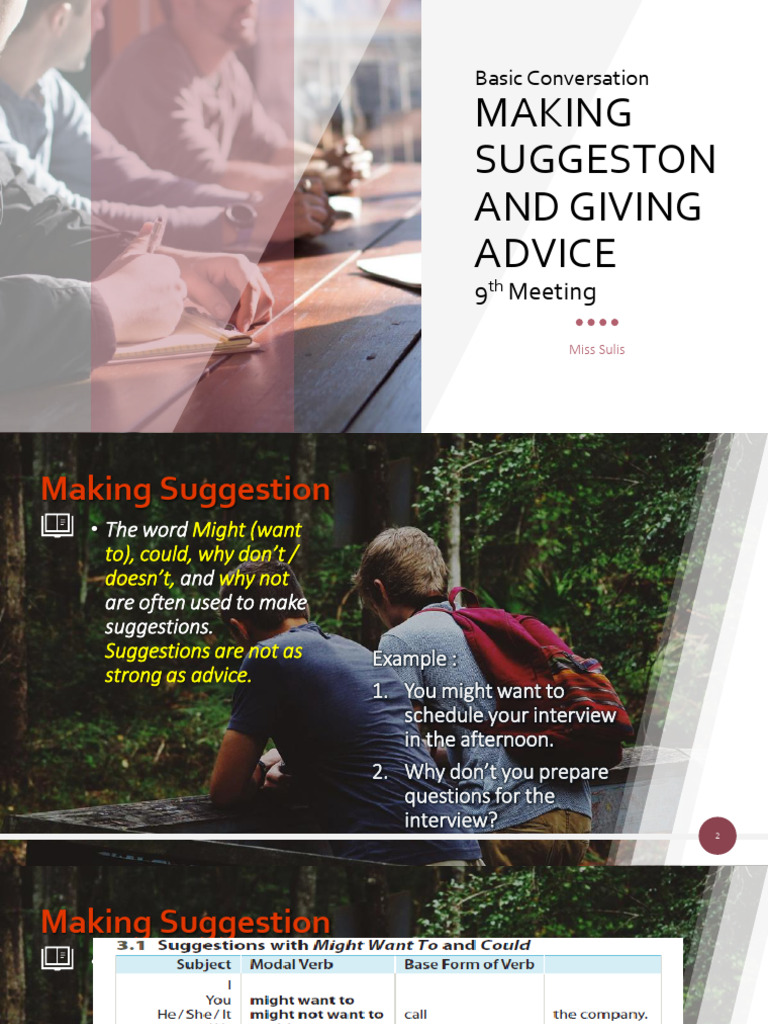 Making Suggestions and Giving Advice | PDF