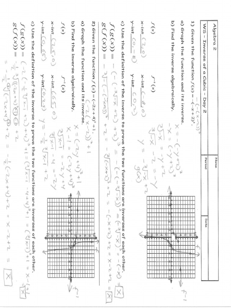 Inverse of A Cubic HW Day 2 KEY | PDF