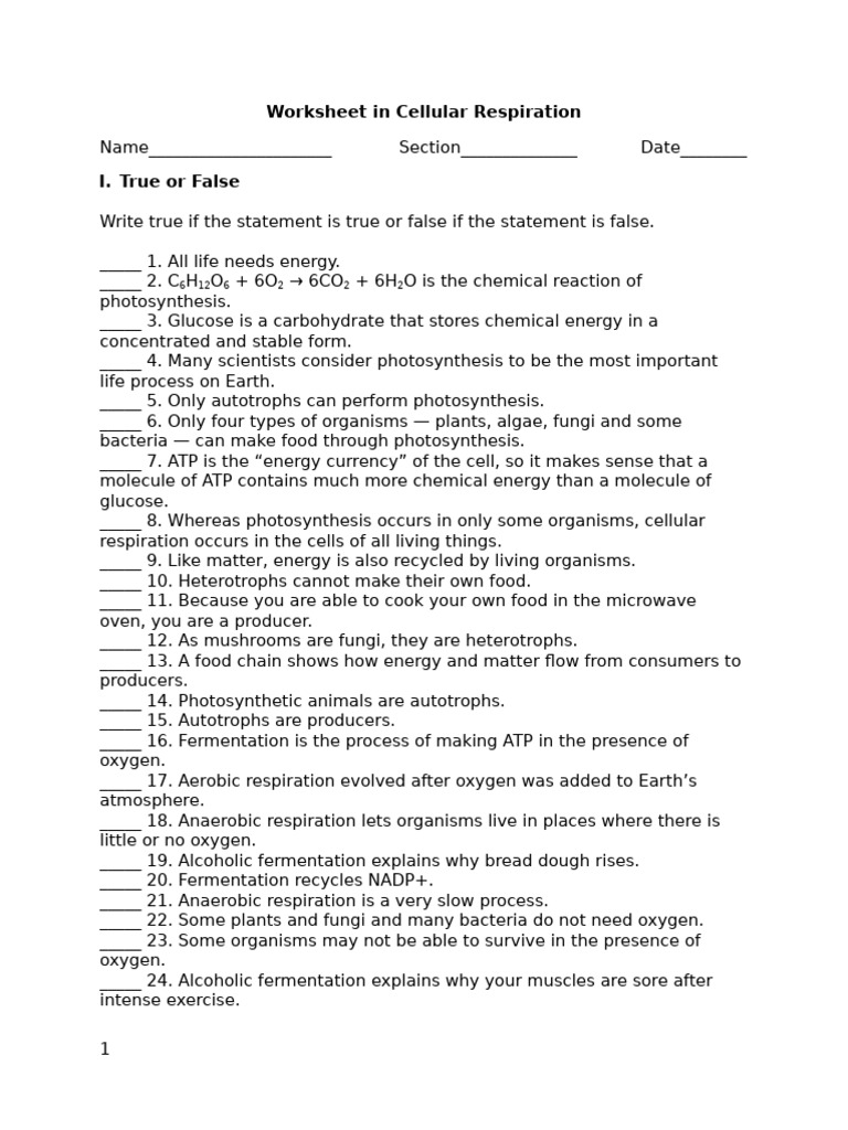 Worksheet-in-Cellular-Respiration | PDF | Cellular Respiration ...