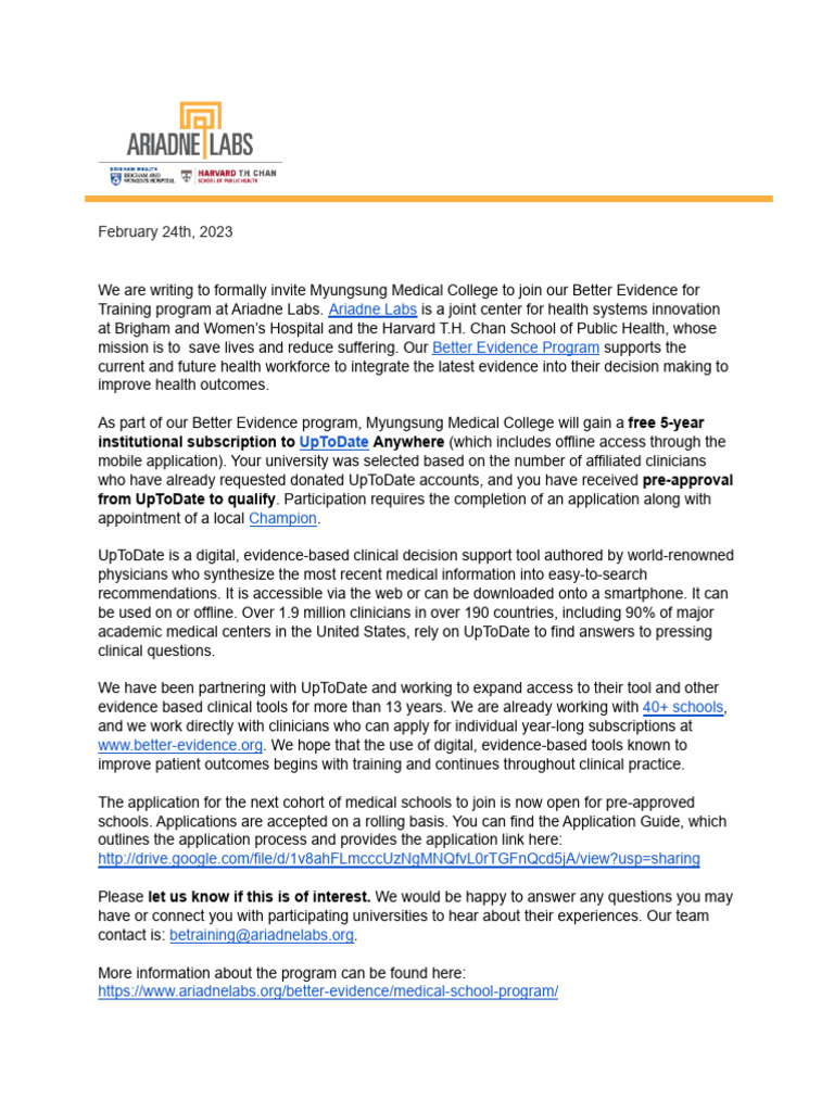 BE Invitation Letter - 2023 | PDF | Evidence Based Medicine | Medical School