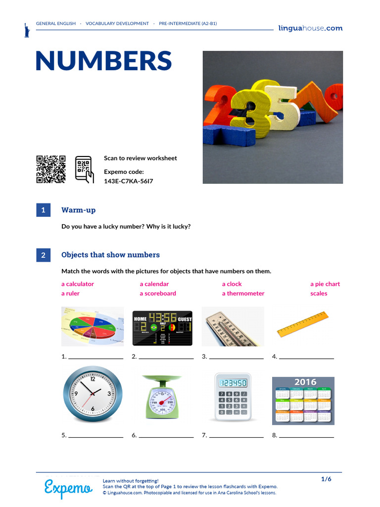 Numbers American English Teacher Ver2 | PDF