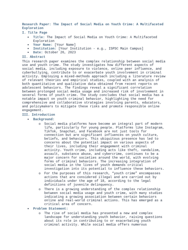 Social Media's Role in Youth Crime | PDF | Juvenile Delinquency ...