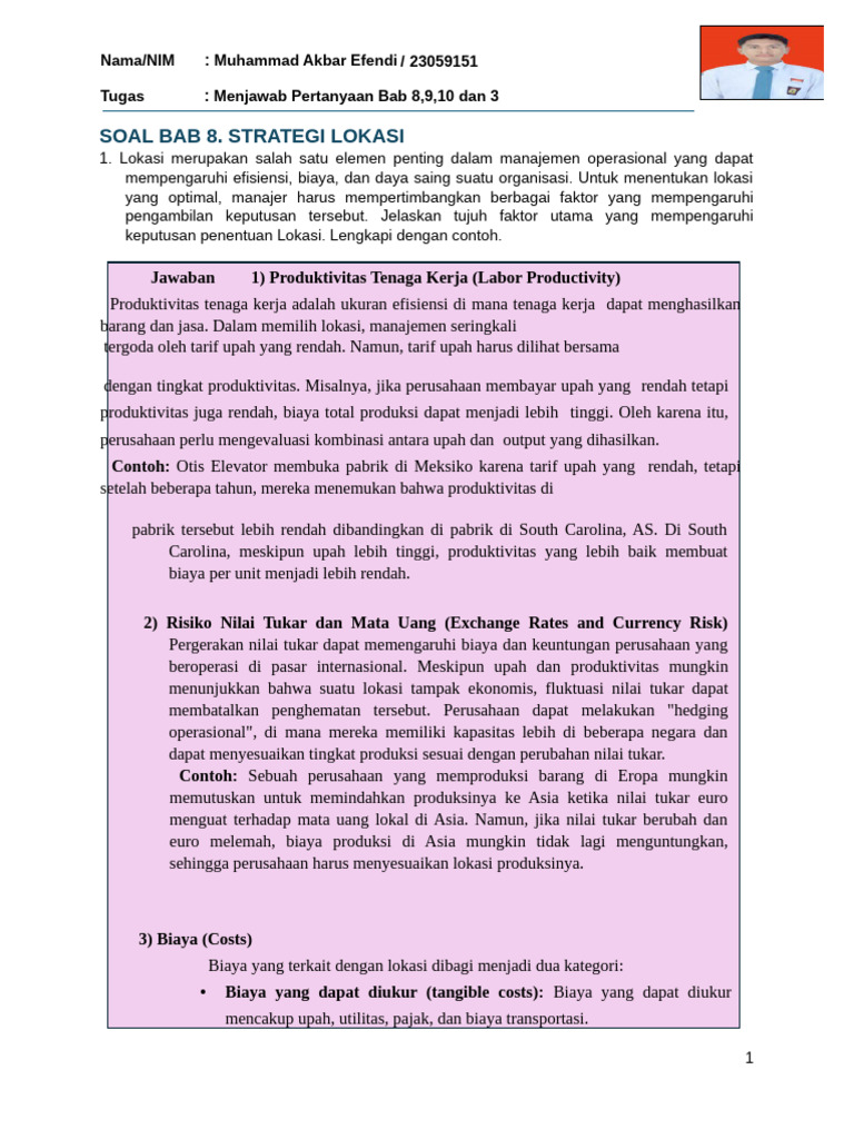 Muhammad Akbar Efendi - 23059151 - Tugas - Bab - Lokasi, - Layout, - HRM - Dan - Proyek | PDF