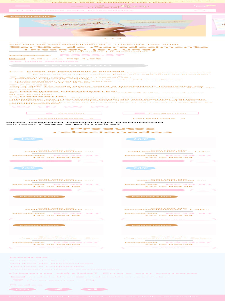Cartão de Agradecimento - Tricandy (50 Und) | PDF