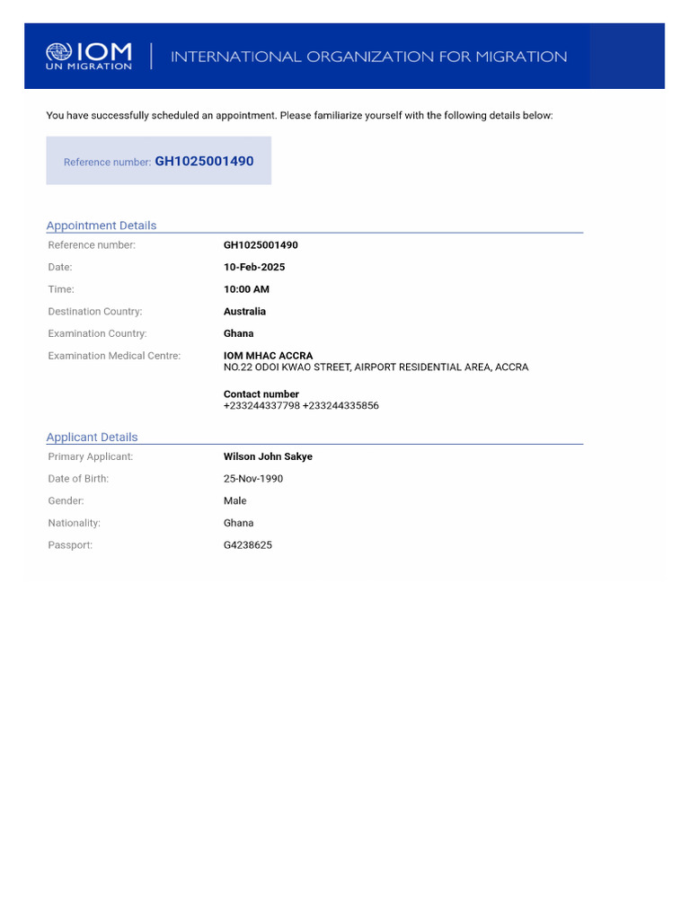 Ghana IOM Migration Health Assessment Guide | PDF | Physical ...