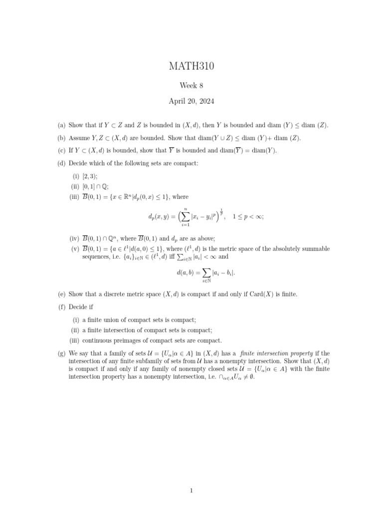 Math310 Tut Week 8 | PDF