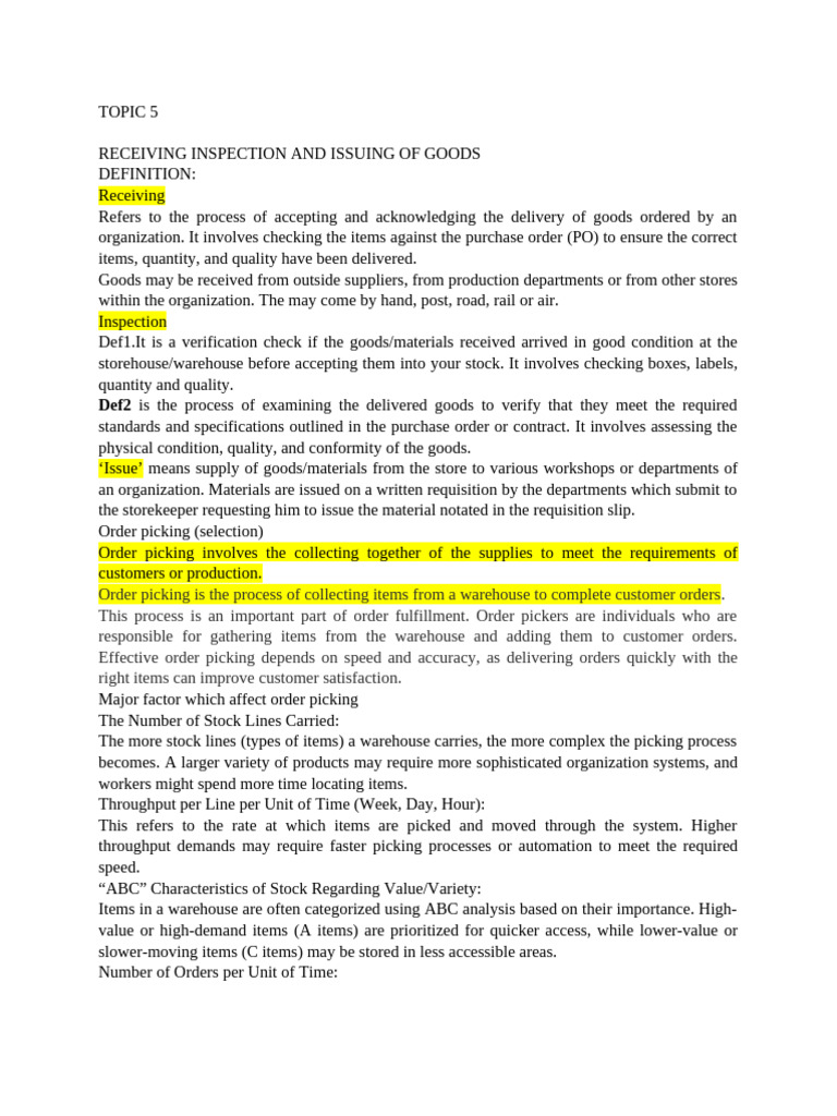 Topic 5 To 8 Receiving To Layout | PDF | Warehouse | Pallet